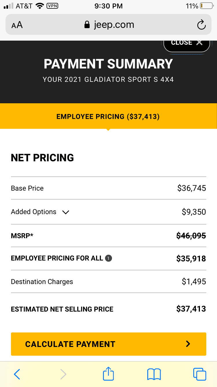 Employee Pricing for all (2021 Models) | Jeep Gladiator (JT) News ...