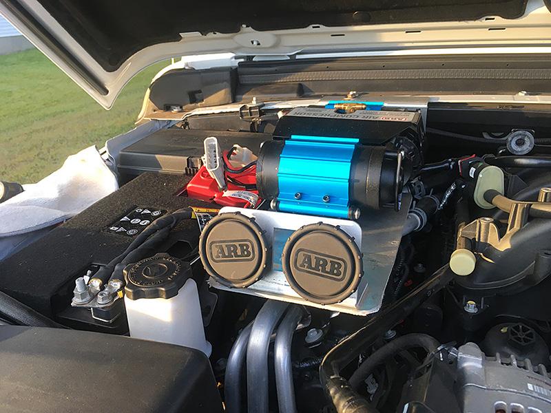 Under the hood ARB compressor mount with remote air chuck/rocker switch ...