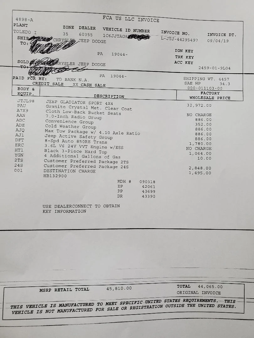 Below Invoice Discussion @ Motor Inn of Spirit Lake | Page 53 | Jeep ...