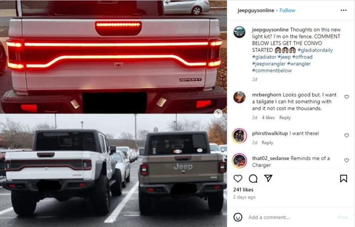 Racetrack Tailgate Light seen in the wild | Jeep Gladiator (JT) News ...