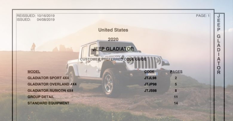 Latest 2020 Jeep Gladiator Order Guide (October 2019) – 2020+ Jeep ...
