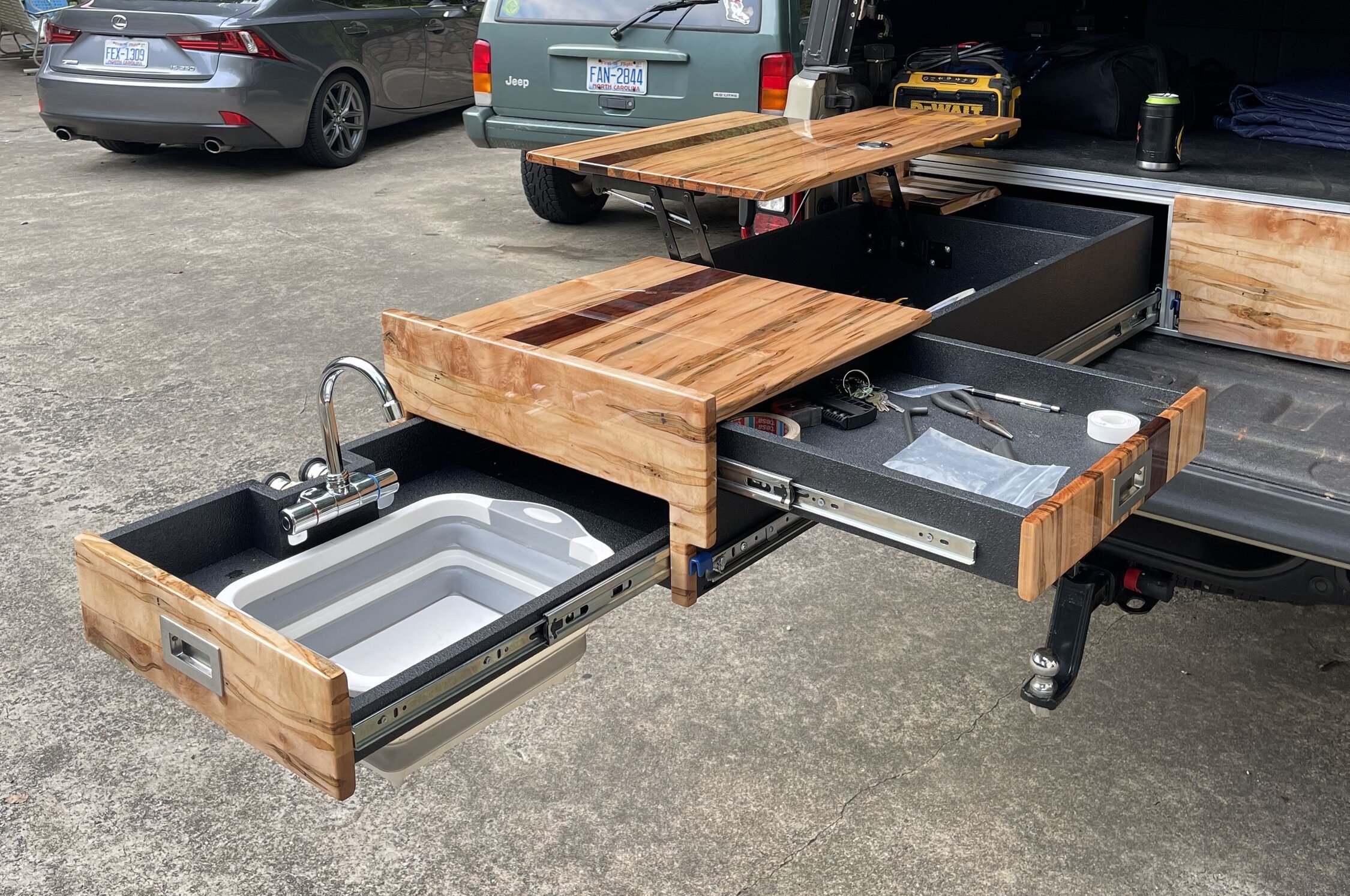 Custom Drawer System Build with water tank, faucet & sink | Jeep ...